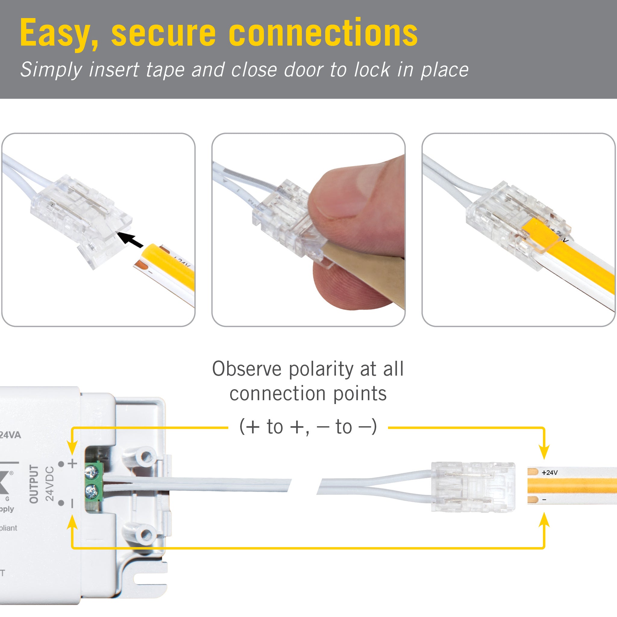 2C LED Strip COB 48″ Wire Lead Connector – Armacost Lighting