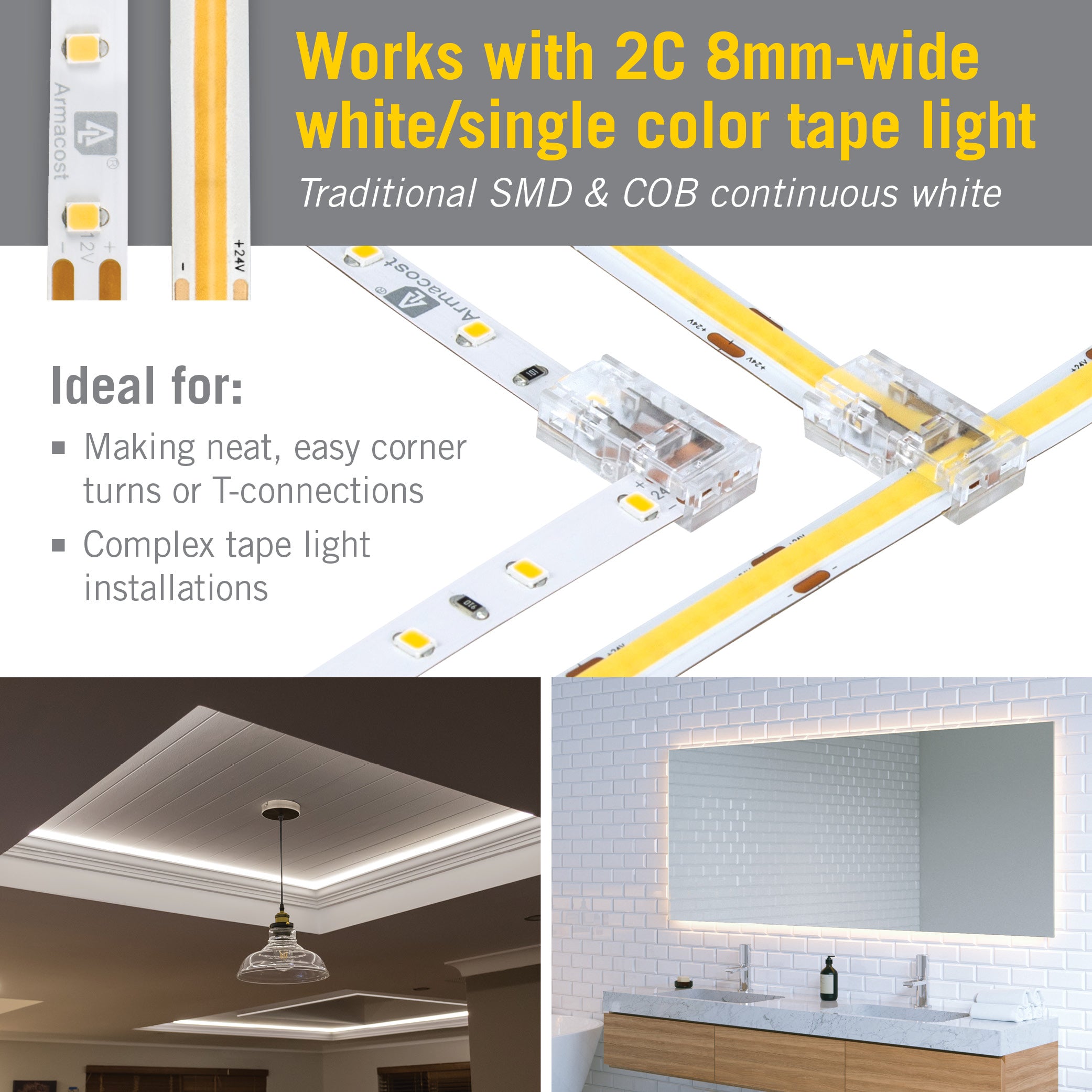 SureLock Pro 2C Tape-to-Tape Corner & T Connectors – Armacost Lighting