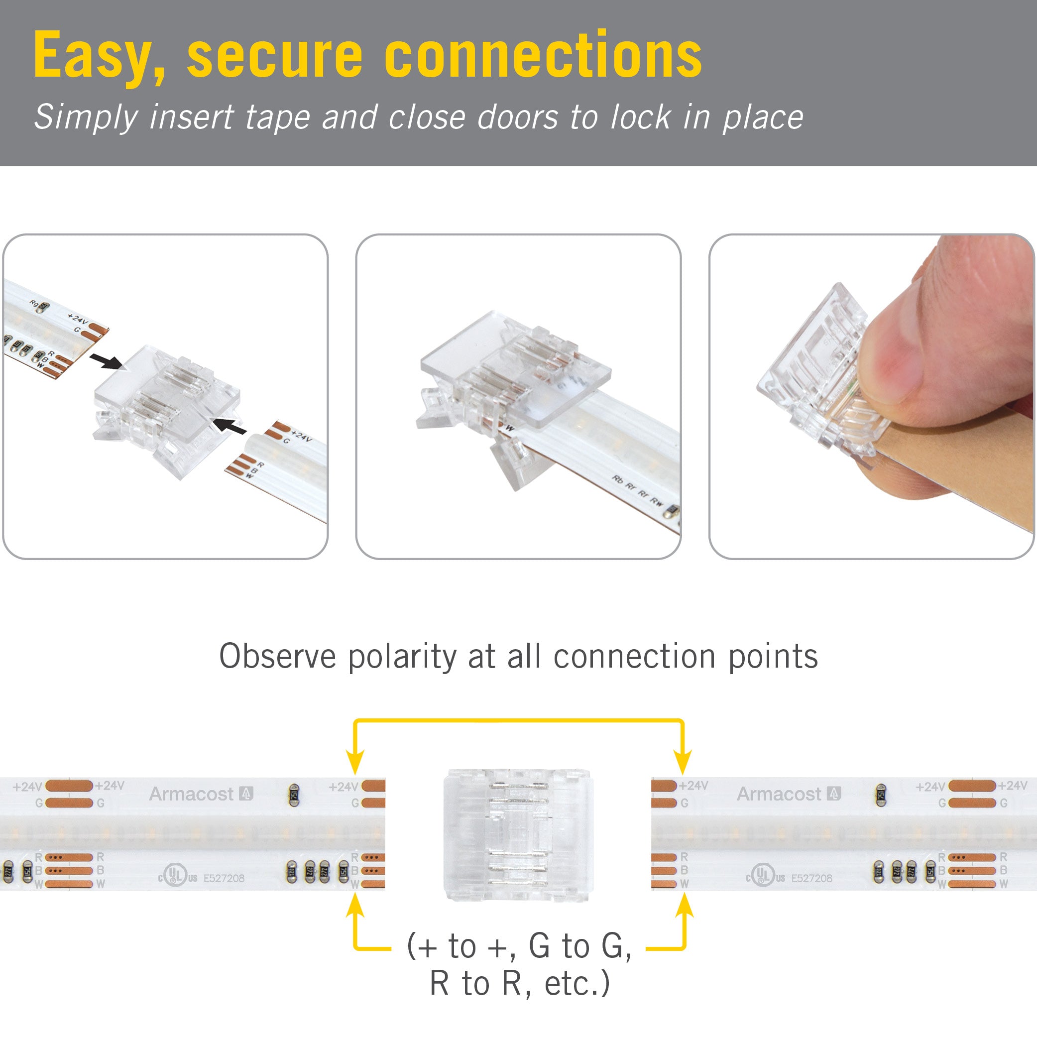 5C COB RGB+W Tape to Tape Splice LED Tape Light Connectors – Armacost ...
