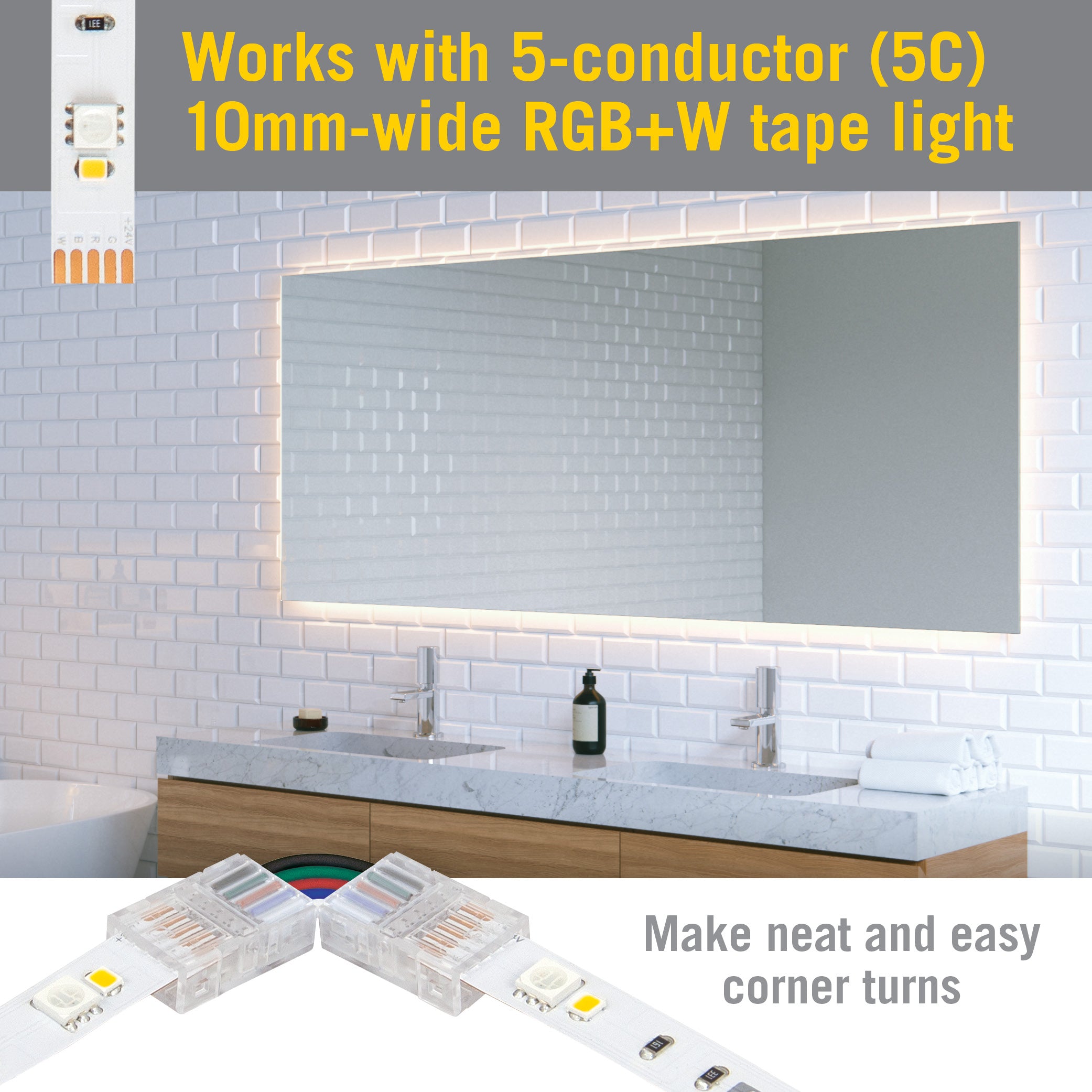 RGBW SureLock Pro LED Tape-to-Tape Corner Connectors – Armacost Lighting