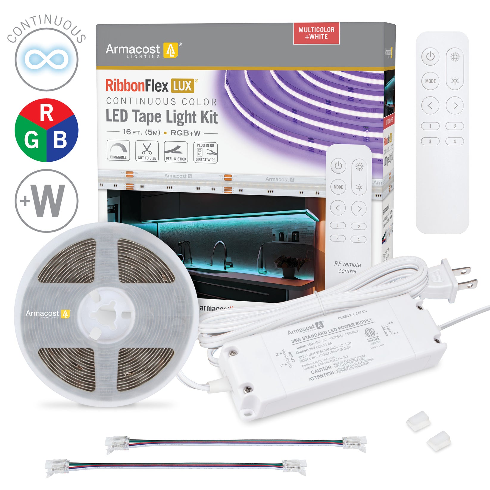 Continuous RGB+W LED Tape Light Kit – Armacost Lighting