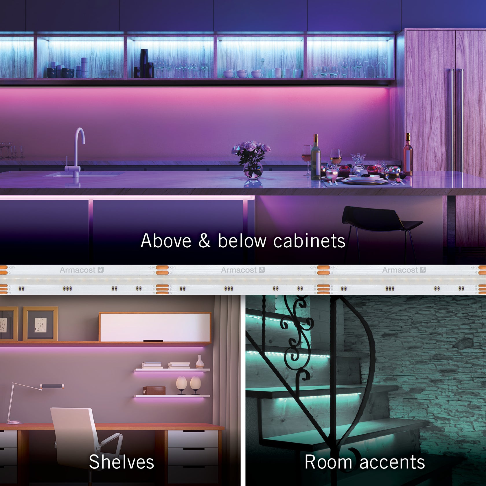 Continuous RGB+W LED Tape Light Kit – Armacost Lighting