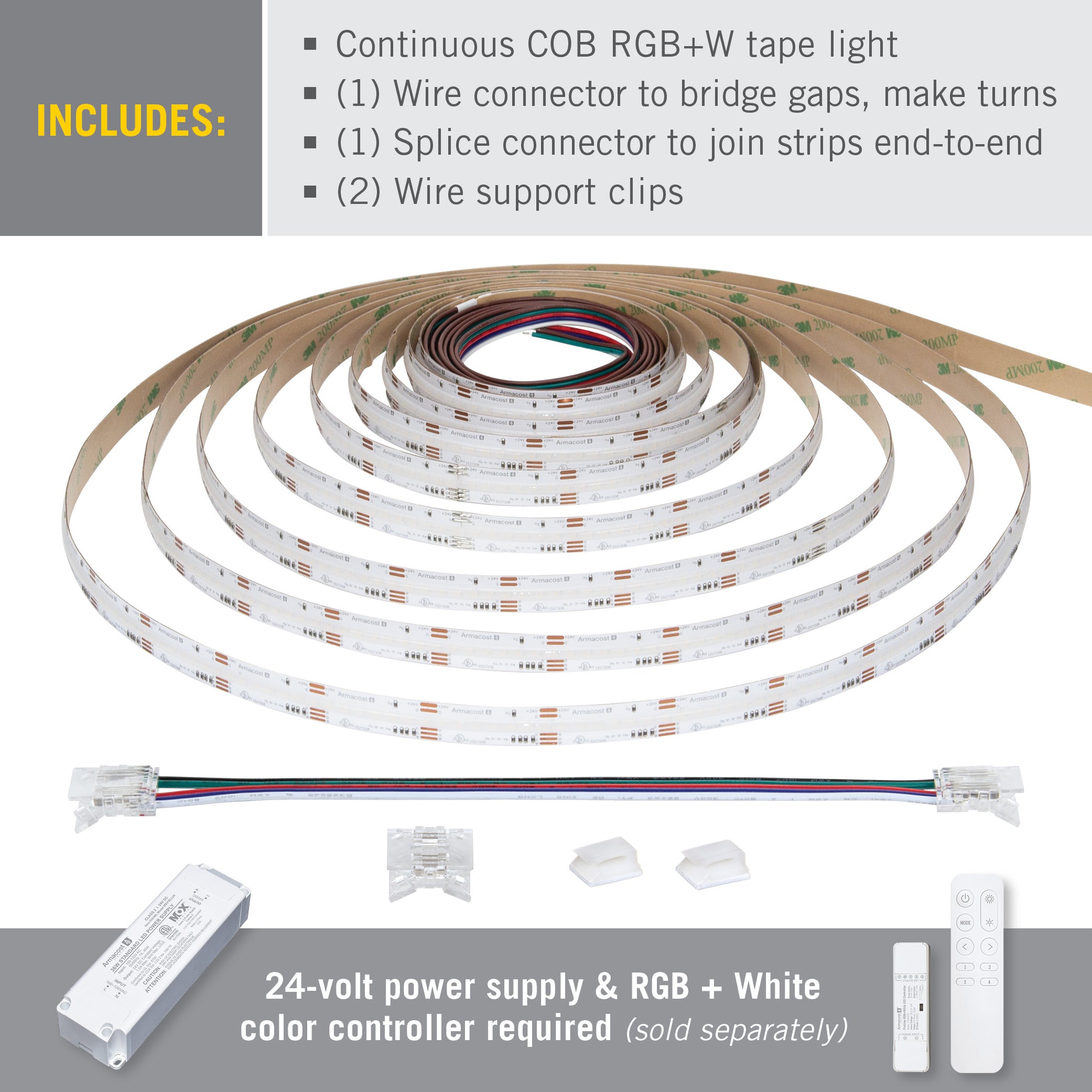 24V COB LED Strip RGB+W Tape Light – Armacost Lighting