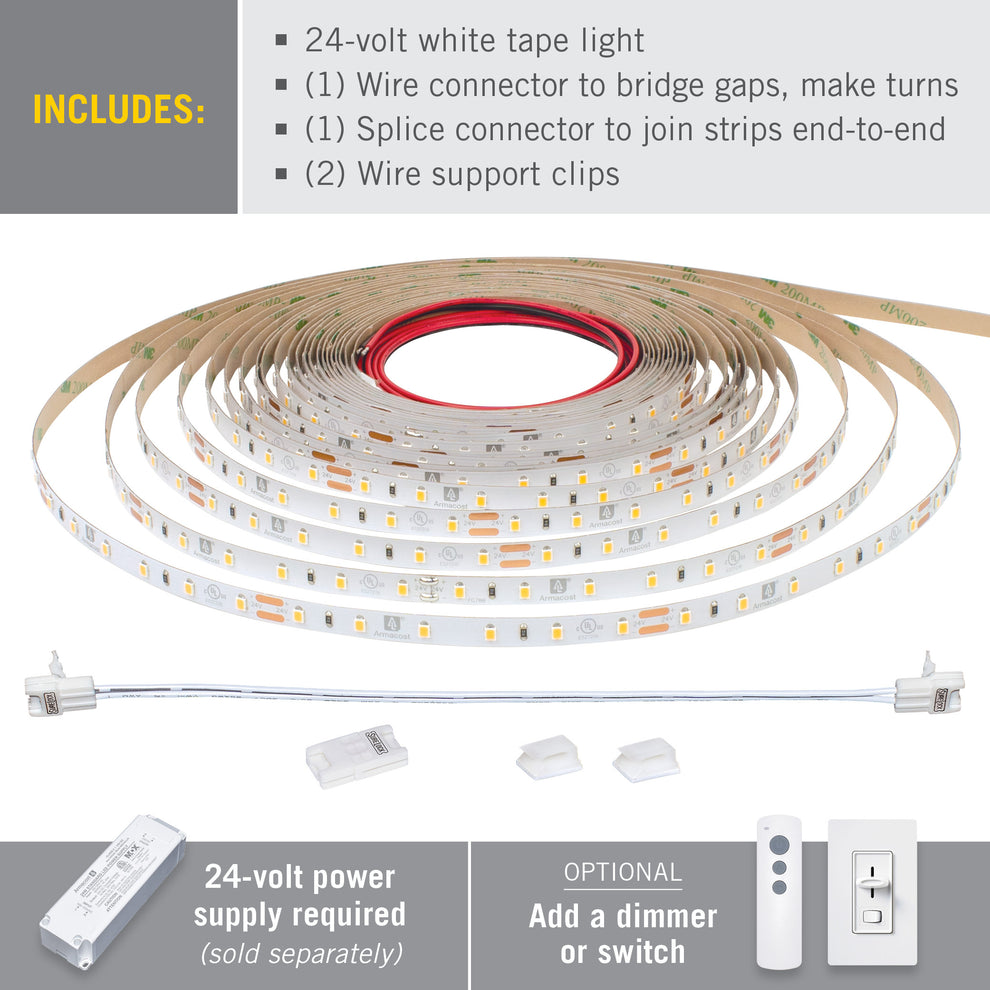 24V White LED Light Strips with 60 LED/m – Armacost Lighting