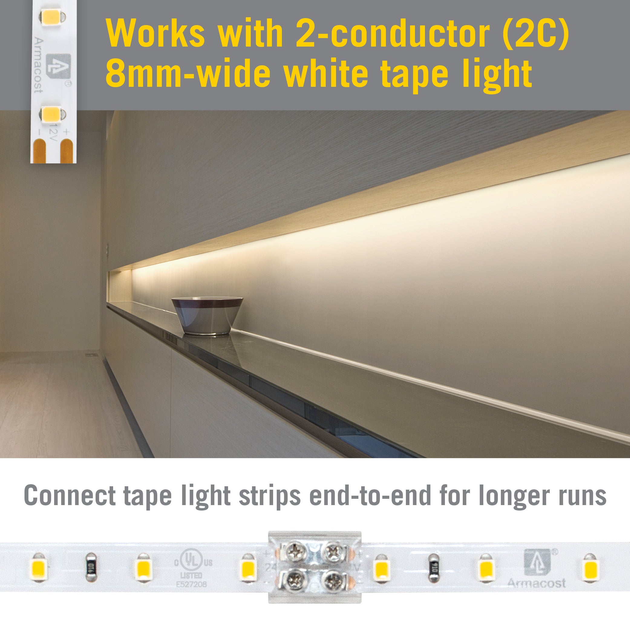 2C LED Strip Light Screw Tape to Tape Connector – Armacost Lighting