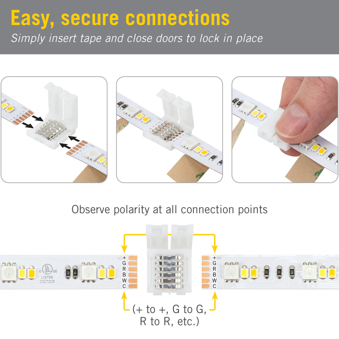 Tape to Tape Splice Connector for 6C RGB+WW LED Tape Light – Armacost ...