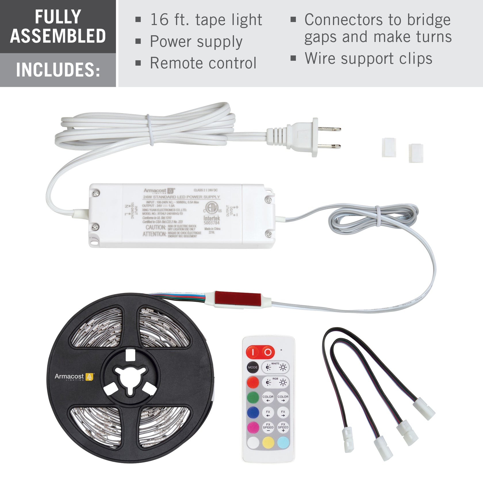 24V RGB+W Hardwire LED Strip Light Kit – Armacost Lighting