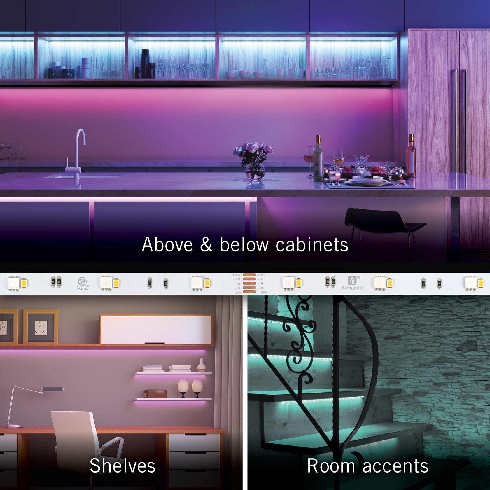 24V RGB+W Hardwire LED Strip Light Kit – Armacost Lighting